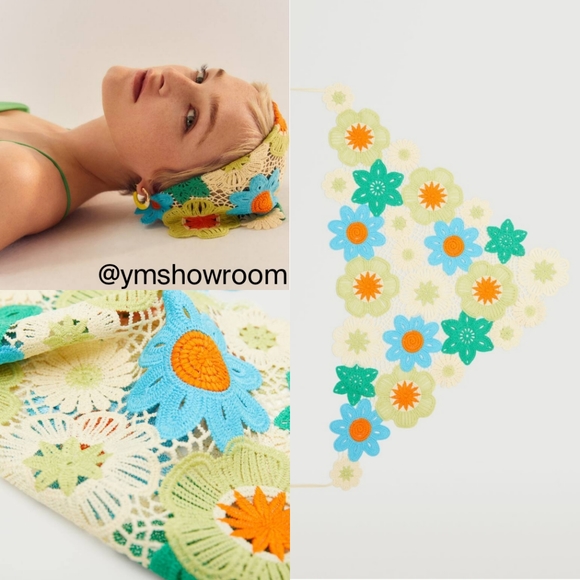 Mango | Accessories | Mango Crochet Floral Scarf | Poshmark